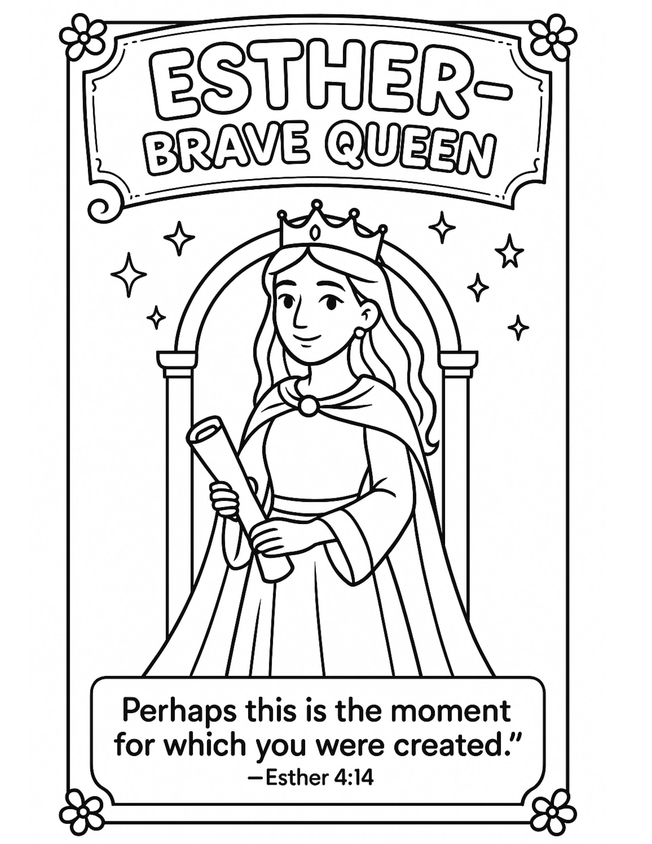 Queen Esther Coloring Page | Bible Sunday School Craft (PDF) - Etsy