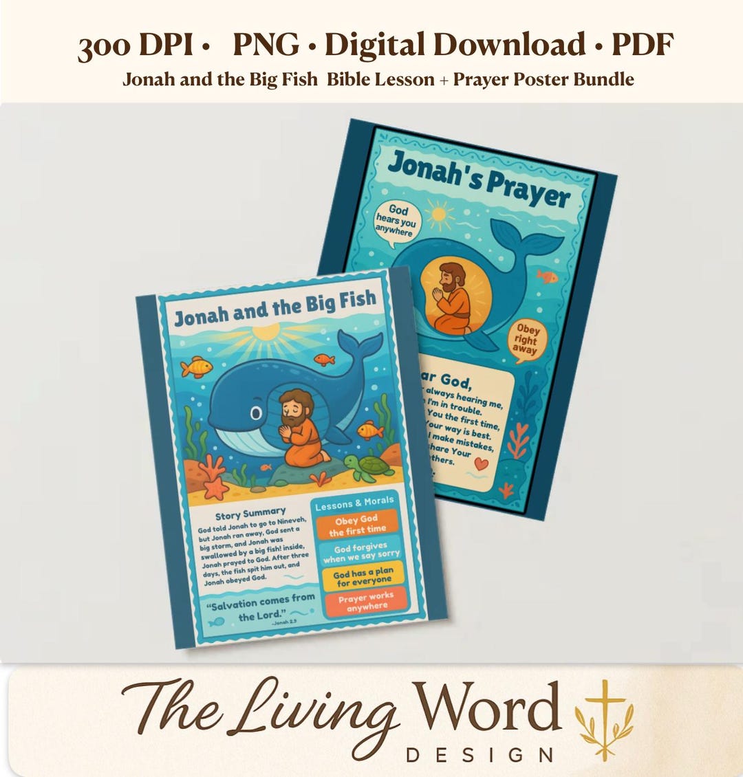 Jonah Bible Story Posters | Jonah and the Big Fish Printable | Kids ...