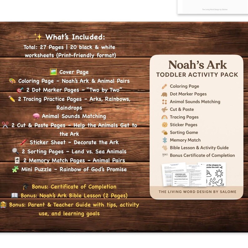 Noah’s Ark Printable Bible Story: Sunday School, Homeschool, VBS ...
