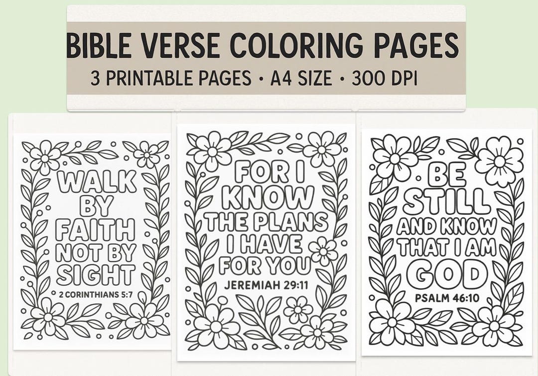 Bible Verse Coloring Pages – Scripture Printable Bundle – Christian ...