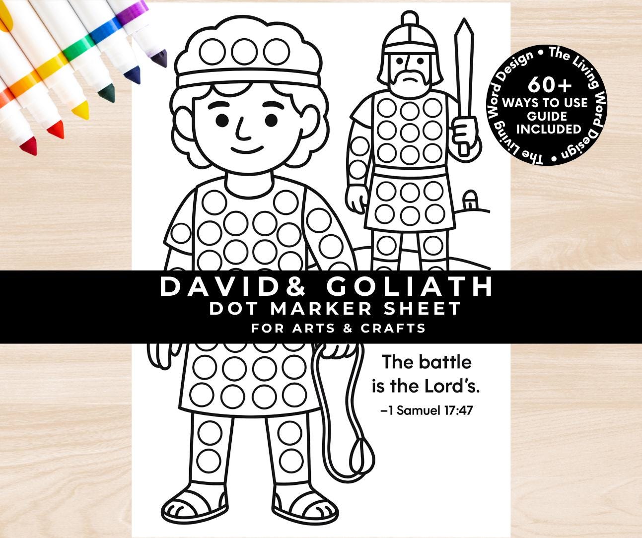 David and Goliath Dot Marker Coloring Page: Bible Verse Activity (PDF ...