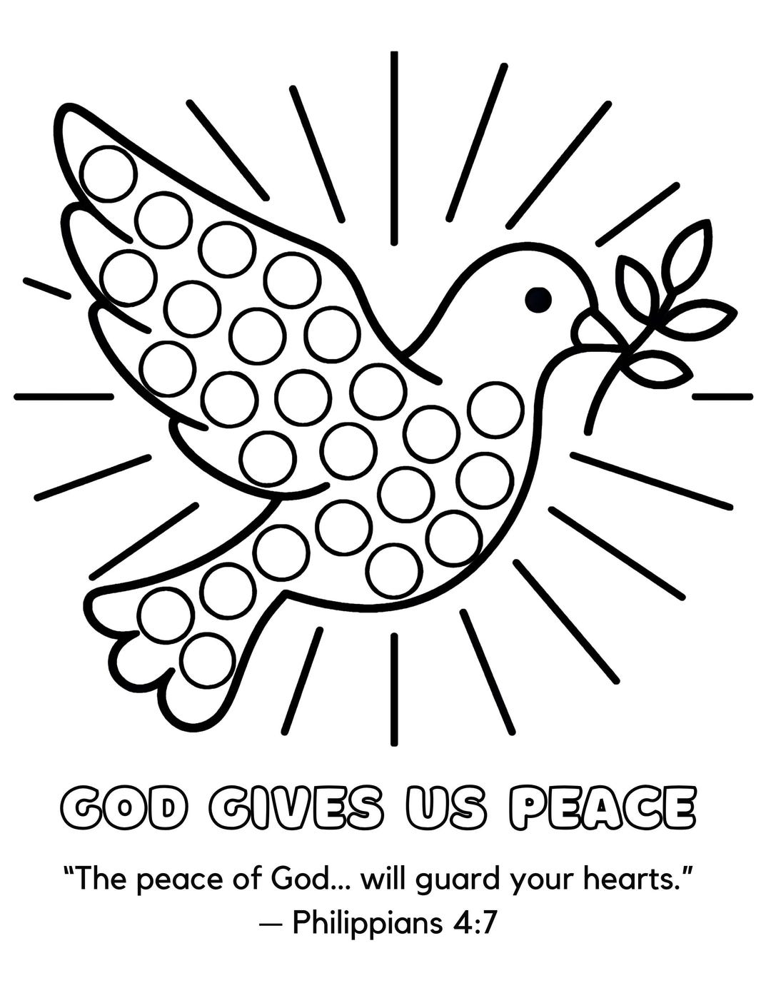 Dove Bible Activity Set | God Gives Us Peace | Christian Dot Marker ...