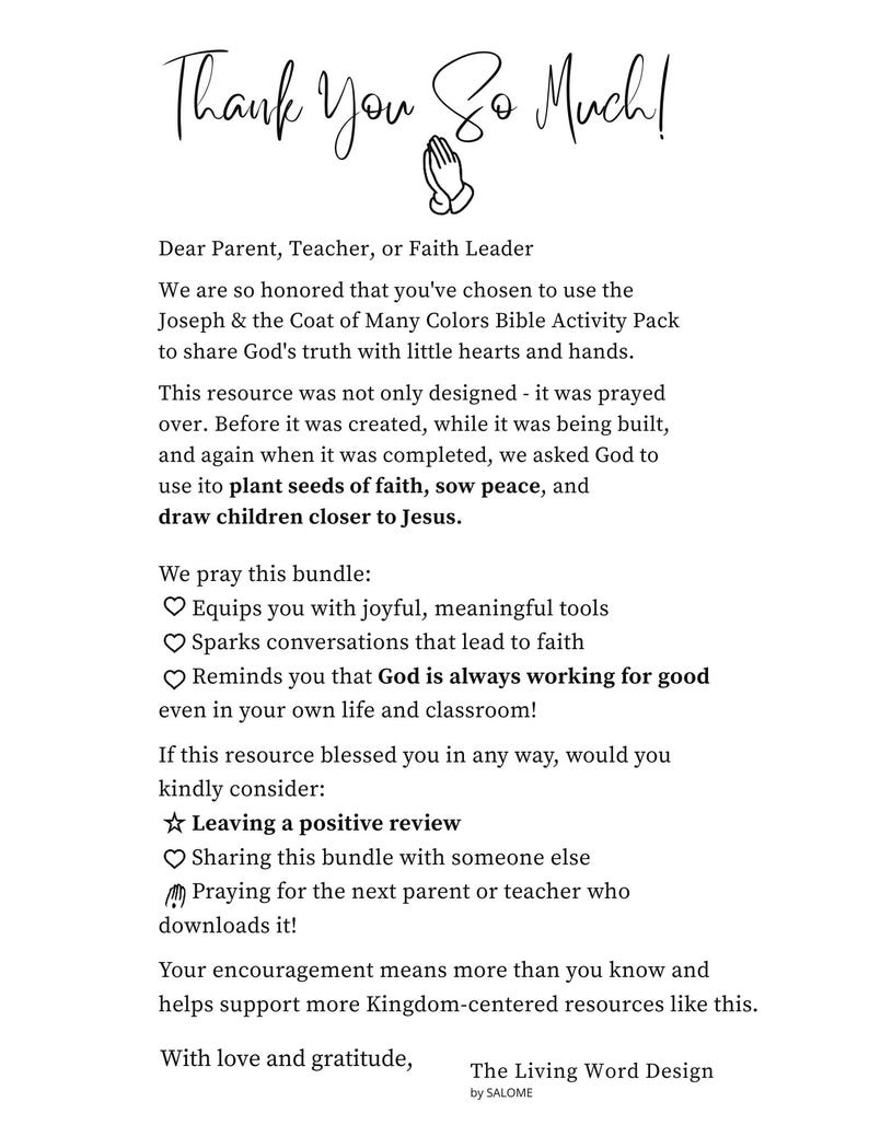 Joseph & the Coat Bible Story Activity Pack: Full Bible Lesson Plan ...