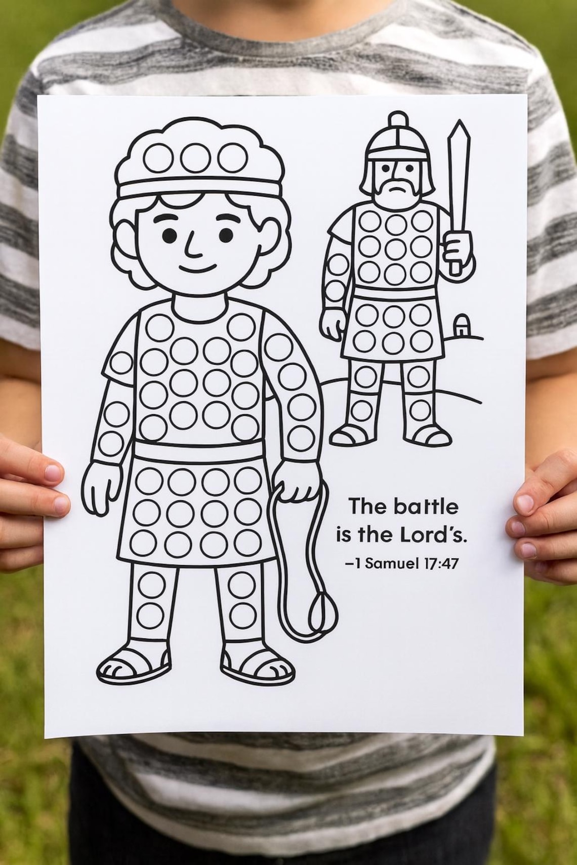 David and Goliath Dot Marker Coloring Page: Bible Verse Activity (PDF ...