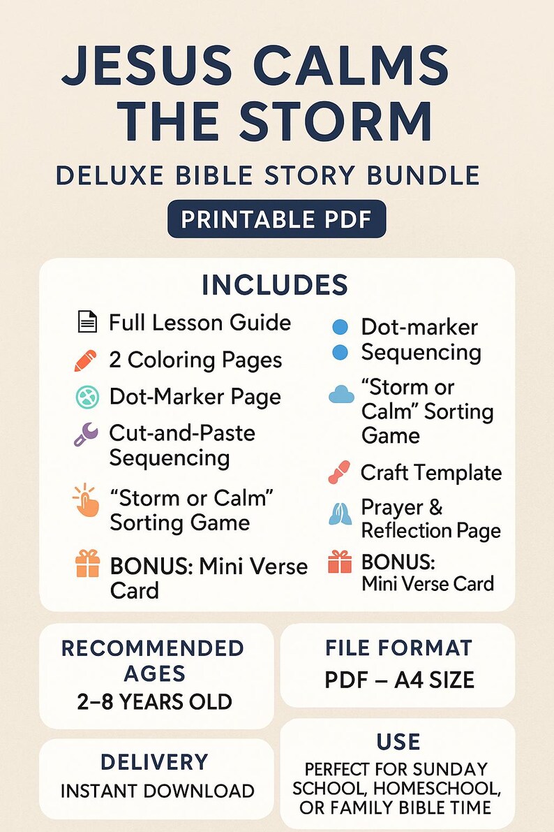Jesus Calms the Storm Bible Story Activity Pack: Homeschool Sunday ...