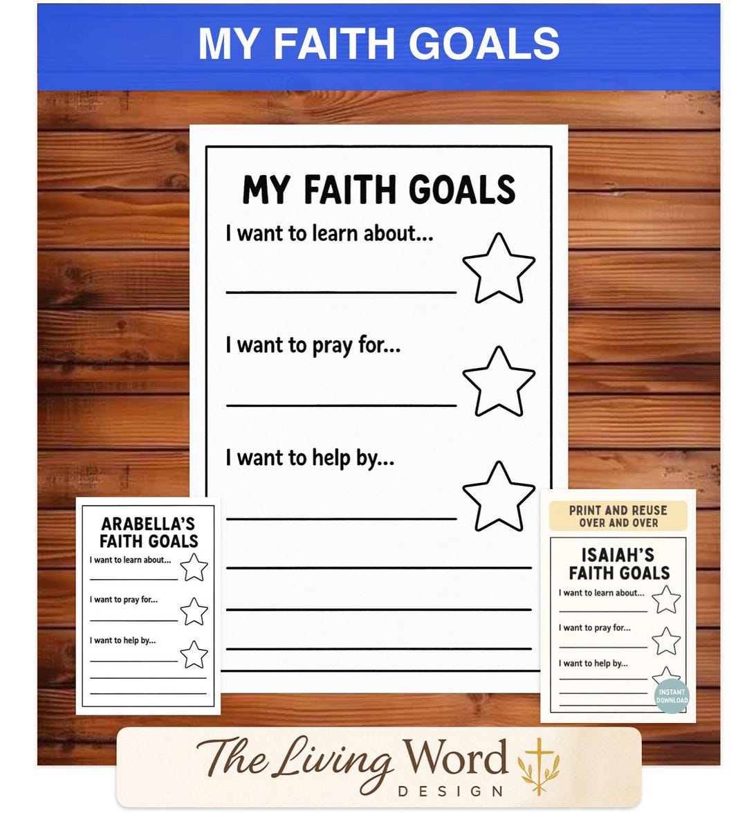 My Faith Goals Printable Worksheet | Personalized Name | Christian Goal ...