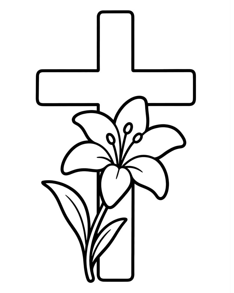 He is Risen Coloring Page Set | Christian Easter Cross Printable - Etsy