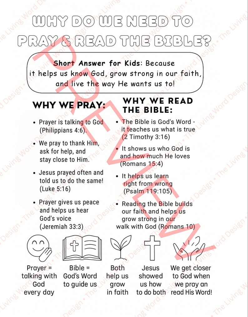 Kids Christian Printable: Why We Pray & Read the Bible (PDF) - Etsy