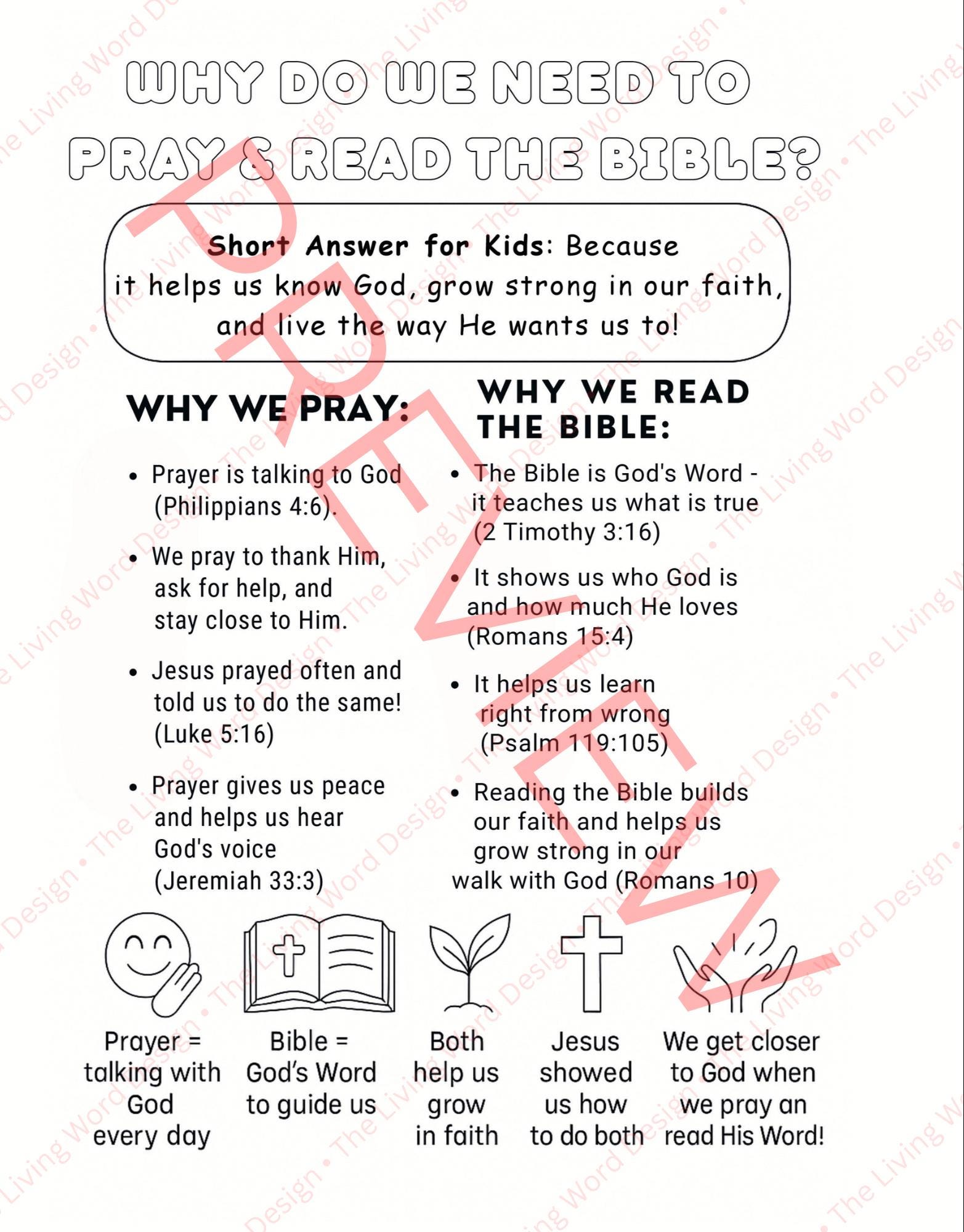 Kids Christian Printable: Why We Pray & Read the Bible (PDF) - Etsy