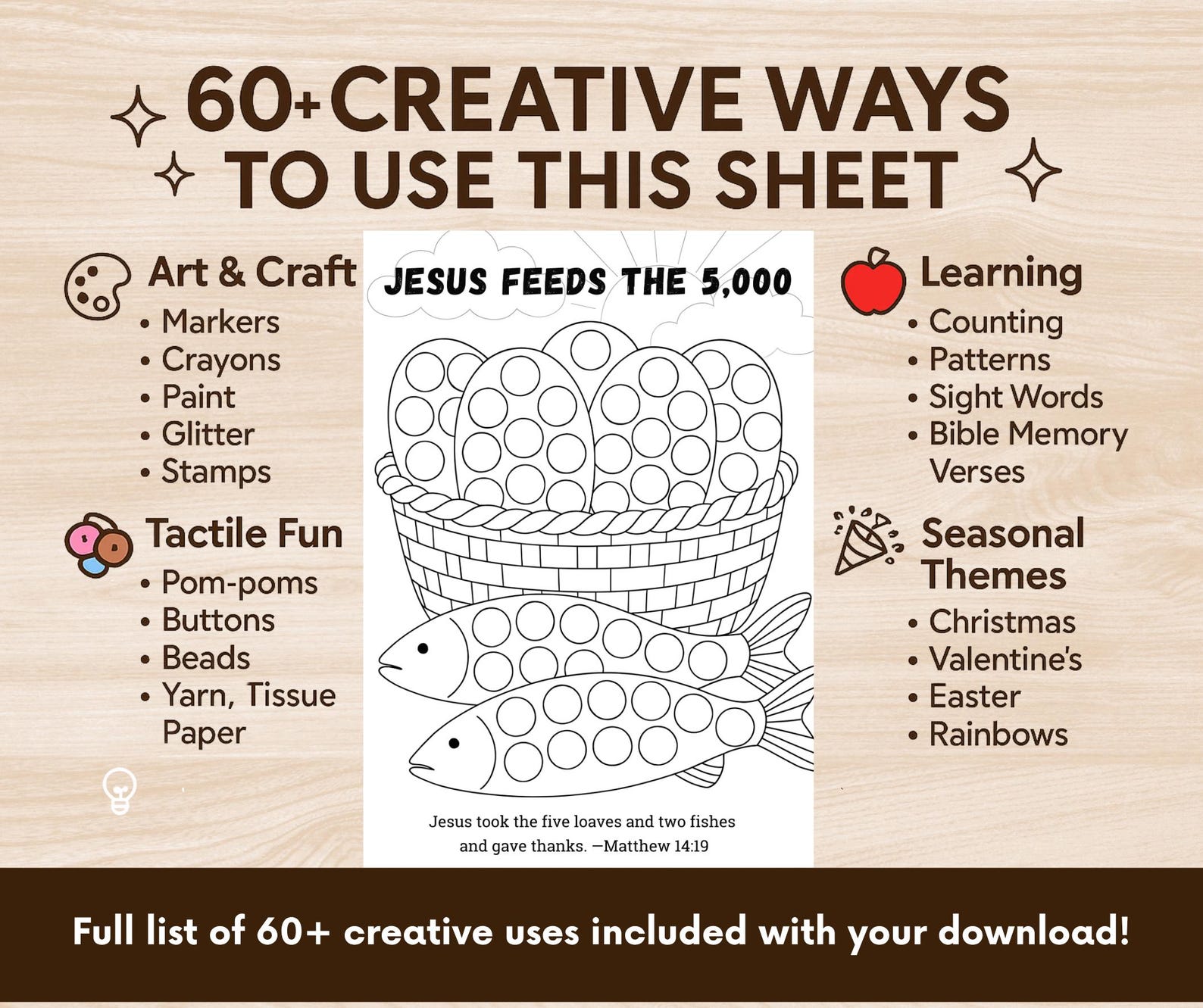Jesus Feeds 5000 Do-a-dot Printable, Sunday School Activity (PDF) - Etsy
