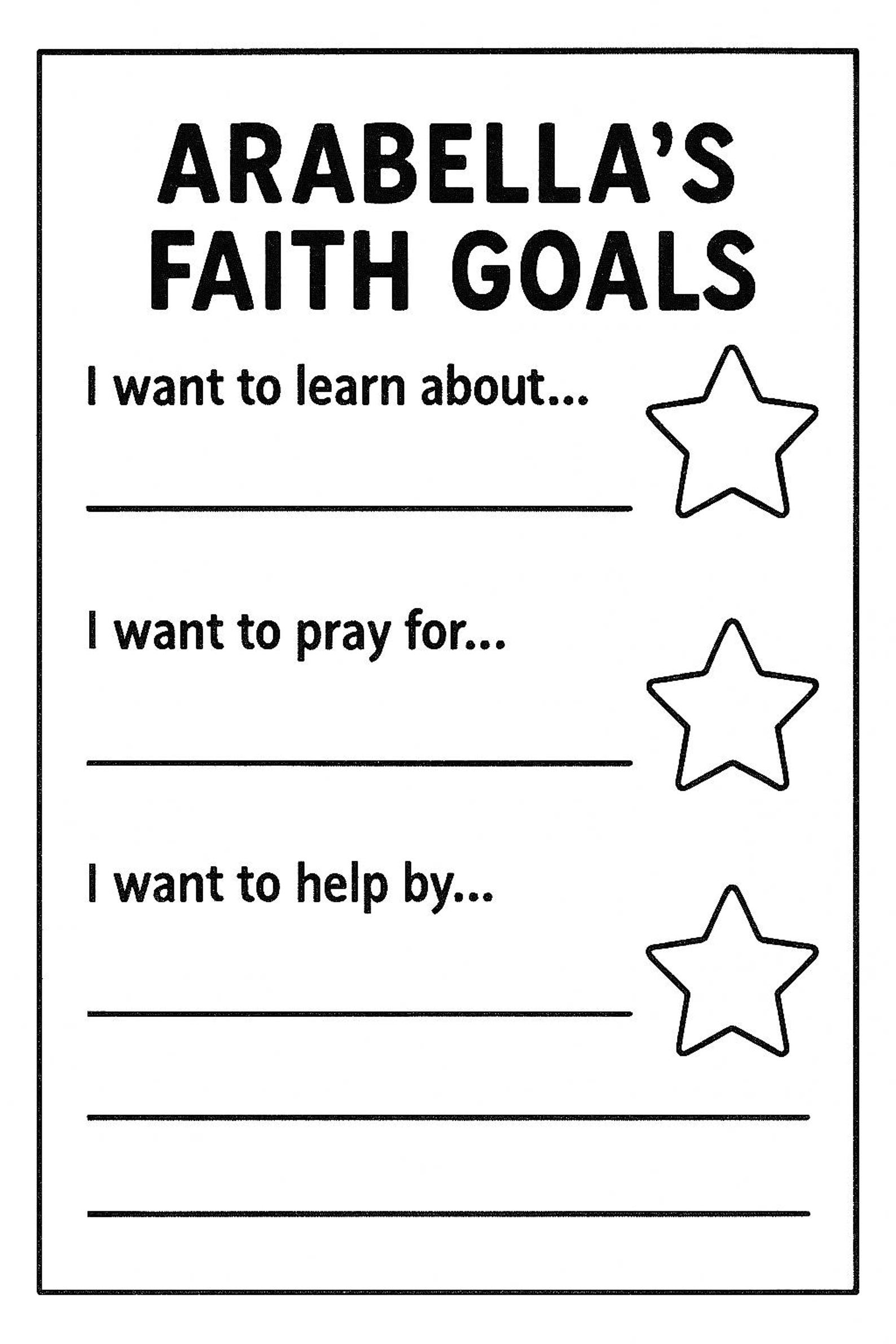My Faith Goals Printable Worksheet | Personalized Name | Christian Goal ...