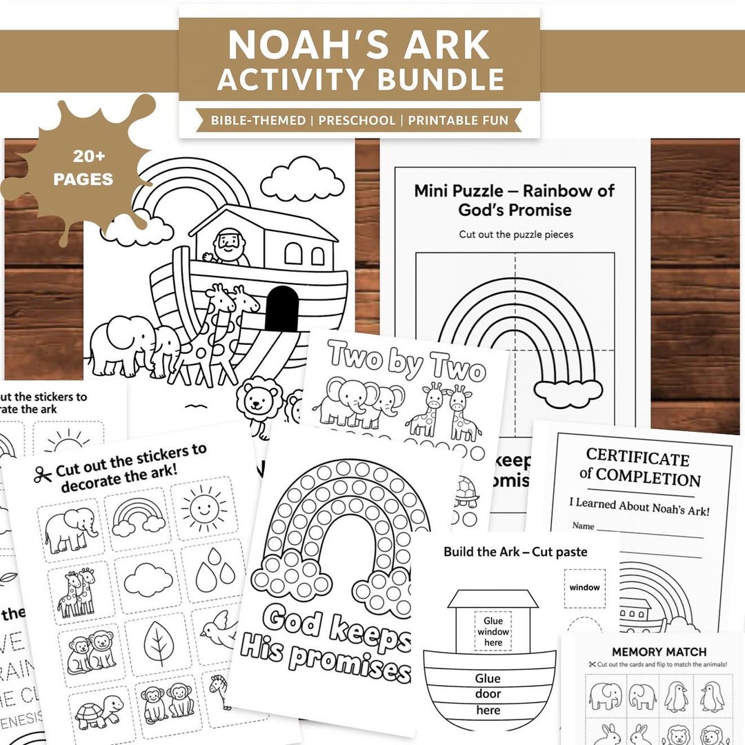 Noah’s Ark Printable Bible Story: Sunday School, Homeschool, VBS ...