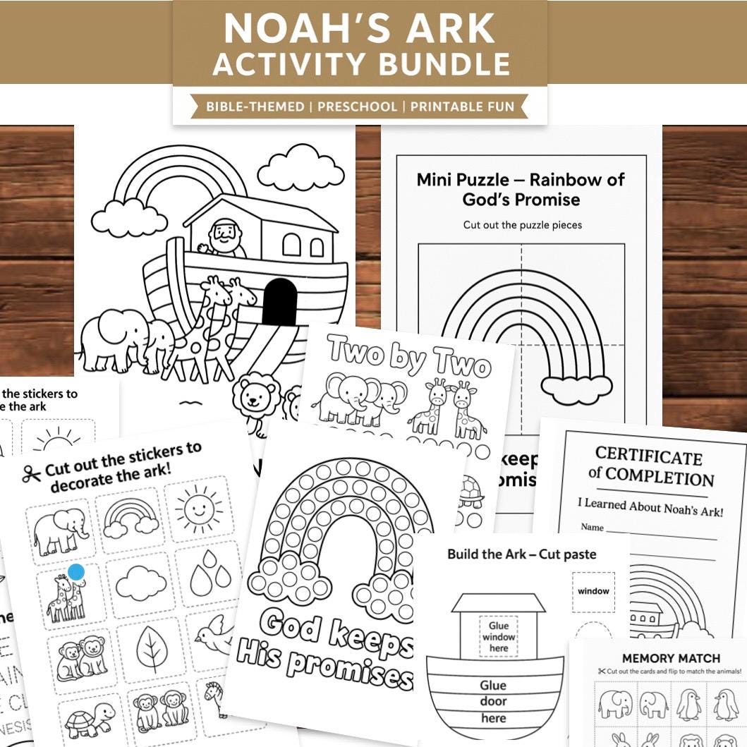 Noah's Ark Activity Pack: Bible Story Printables for Preschool (PDF) - Etsy