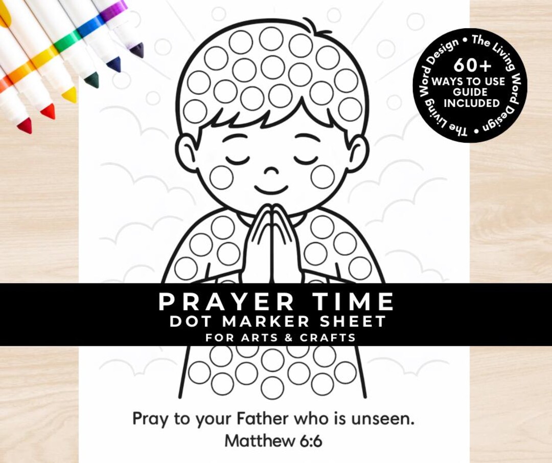 Prayer Time Dot Marker Coloring Page | Kids Bible Verse Activity ...