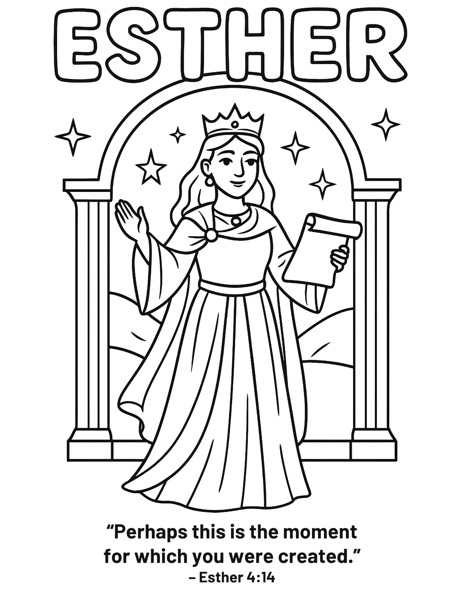 Queen Esther Coloring Page | Bible Sunday School Craft (PDF) - Etsy
