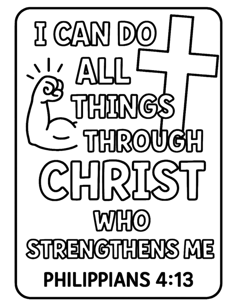 Philippians 4:13 Coloring Page – Christian Kids Activity (printable) - Etsy