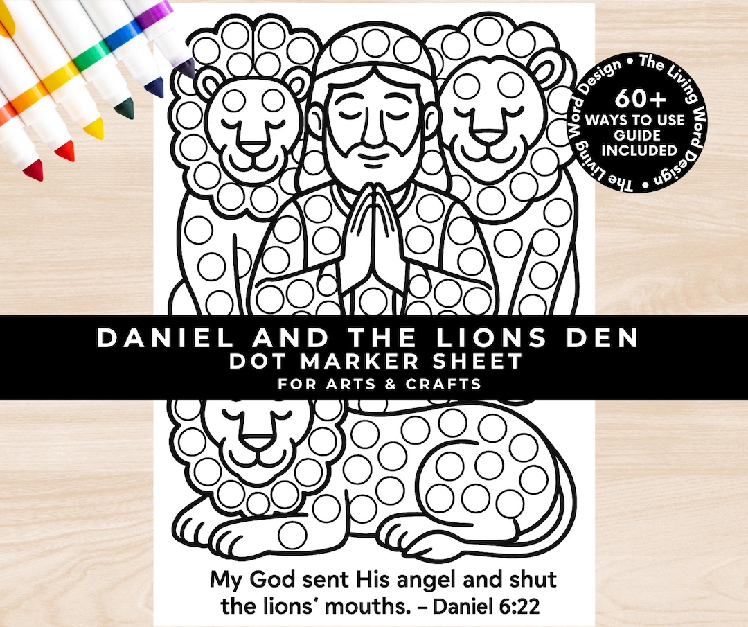 Daniel and the Lions' Den Dot Marker Sheet: Sunday School Craft (PDF ...