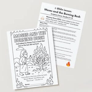 Moses and the Burning Bush Bible Lesson: Coloring Page, Dot Marker ...