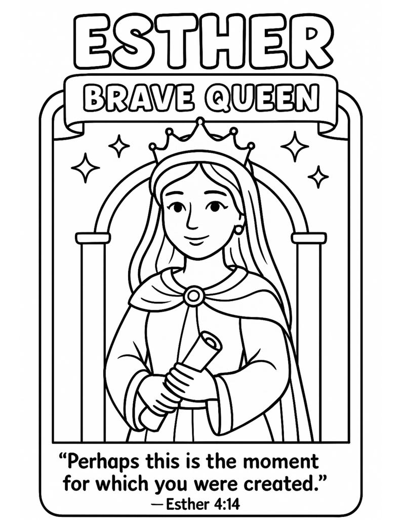 Queen Esther Coloring Page | Bible Sunday School Craft (PDF) - Etsy