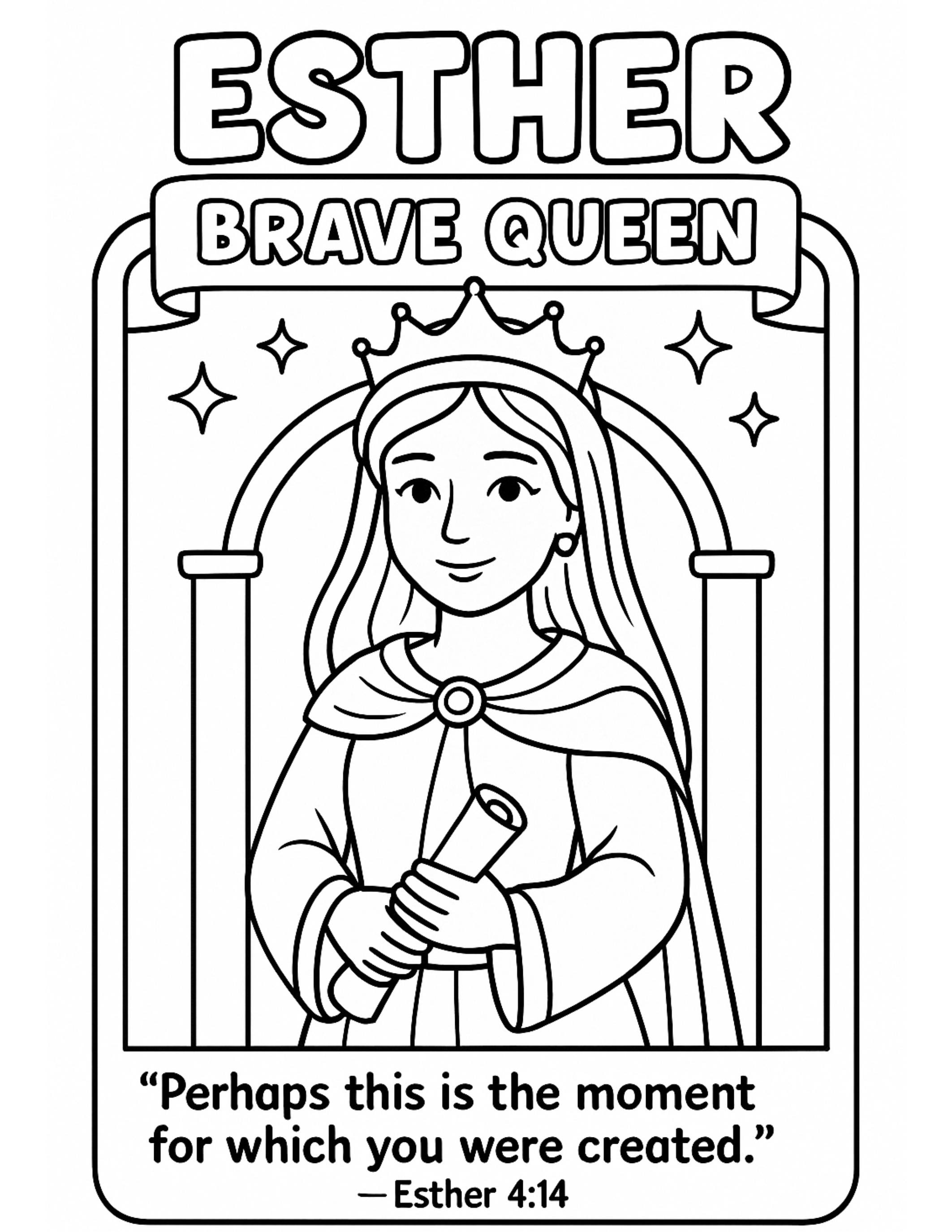 Queen Esther Coloring Page | Bible Sunday School Craft (PDF) - Etsy