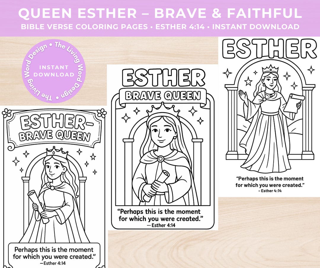 Queen Esther Coloring Page | Bible Sunday School Craft (PDF) - Etsy