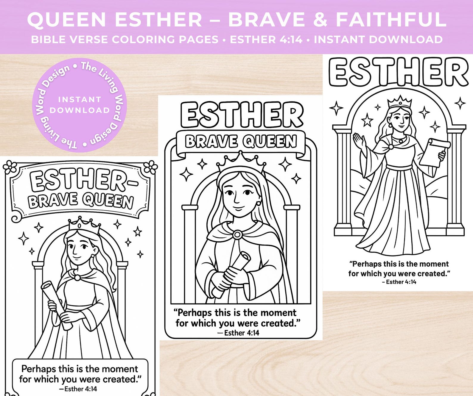 Queen Esther Coloring Page | Bible Sunday School Craft (PDF) - Etsy