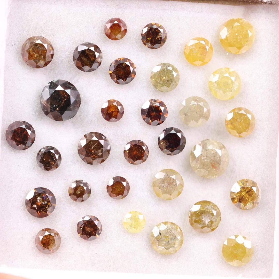 Round Brilliant Cut Diamond Parcel, Assorted Yellow & Brown Round Loose ...