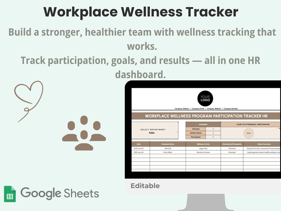 Workplace Wellness Tracker | HR Employee Health Log | Google Sheets ...