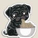 Black Pug Painting Vinyl Sticker, Waterproof for Water Bottles ...