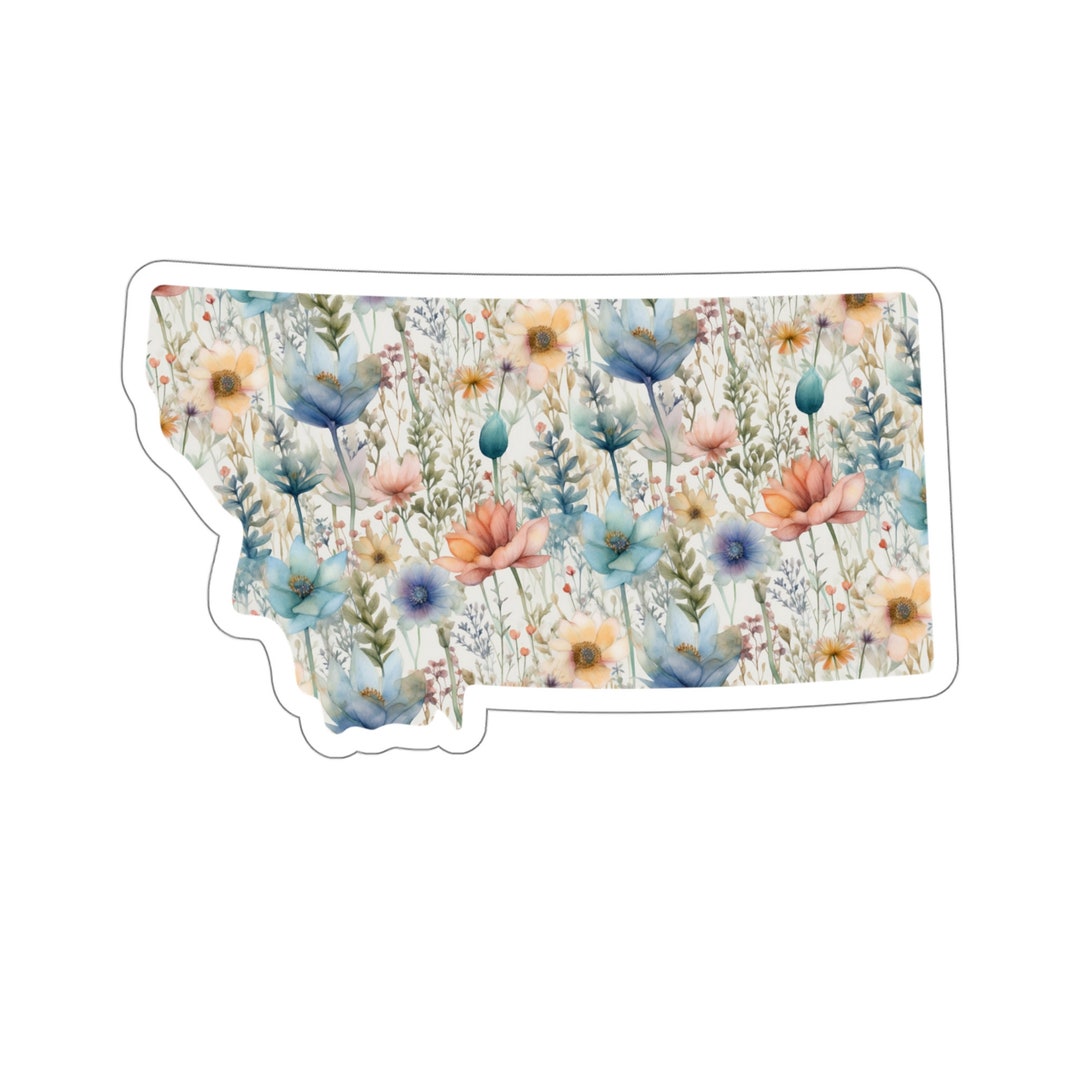 Montana Featuring State Flower Bitterroot | Floral Sticker | State ...