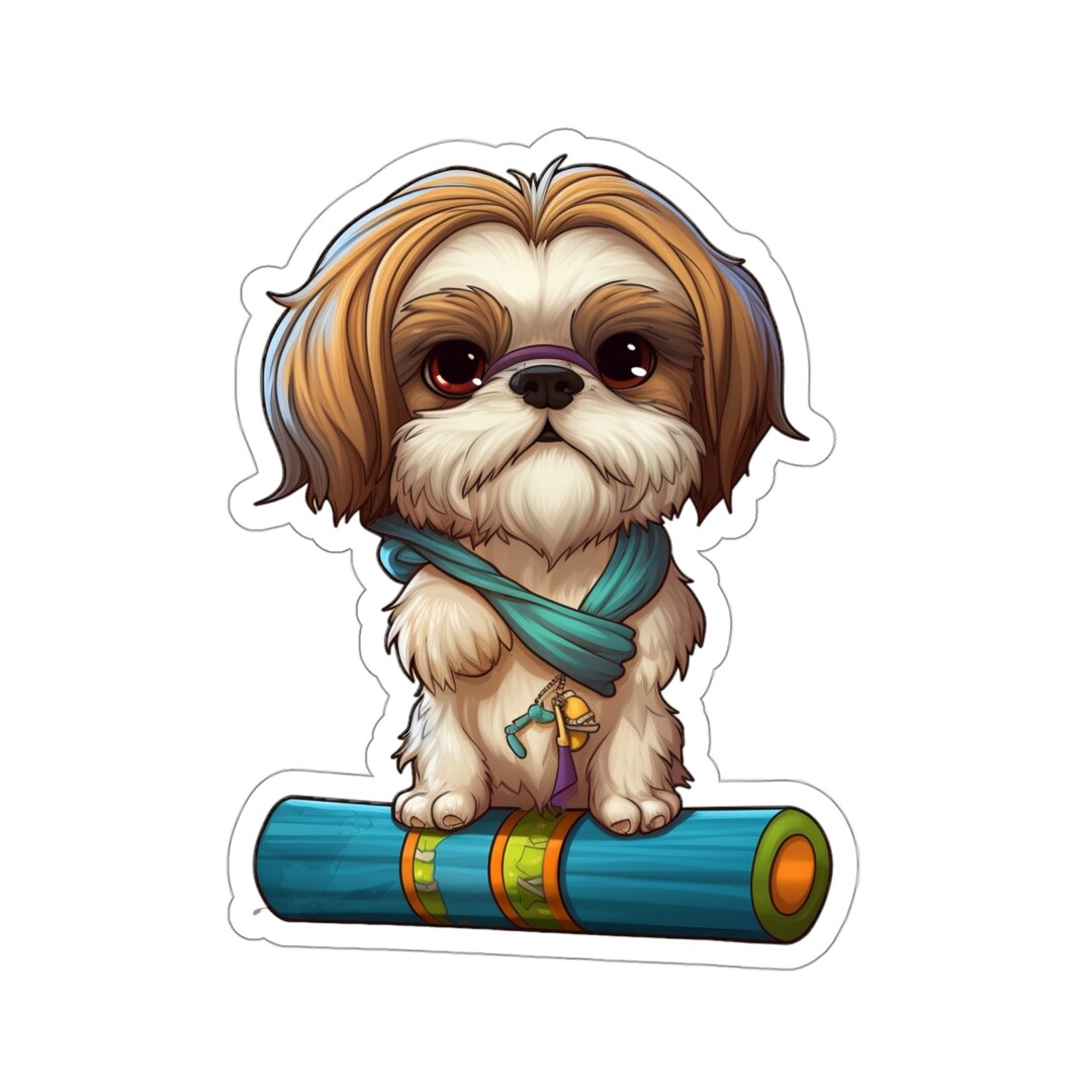 Yoga Pups Shih Tzu Puppy Vinyl Sticker, Waterproof for Water Bottles ...