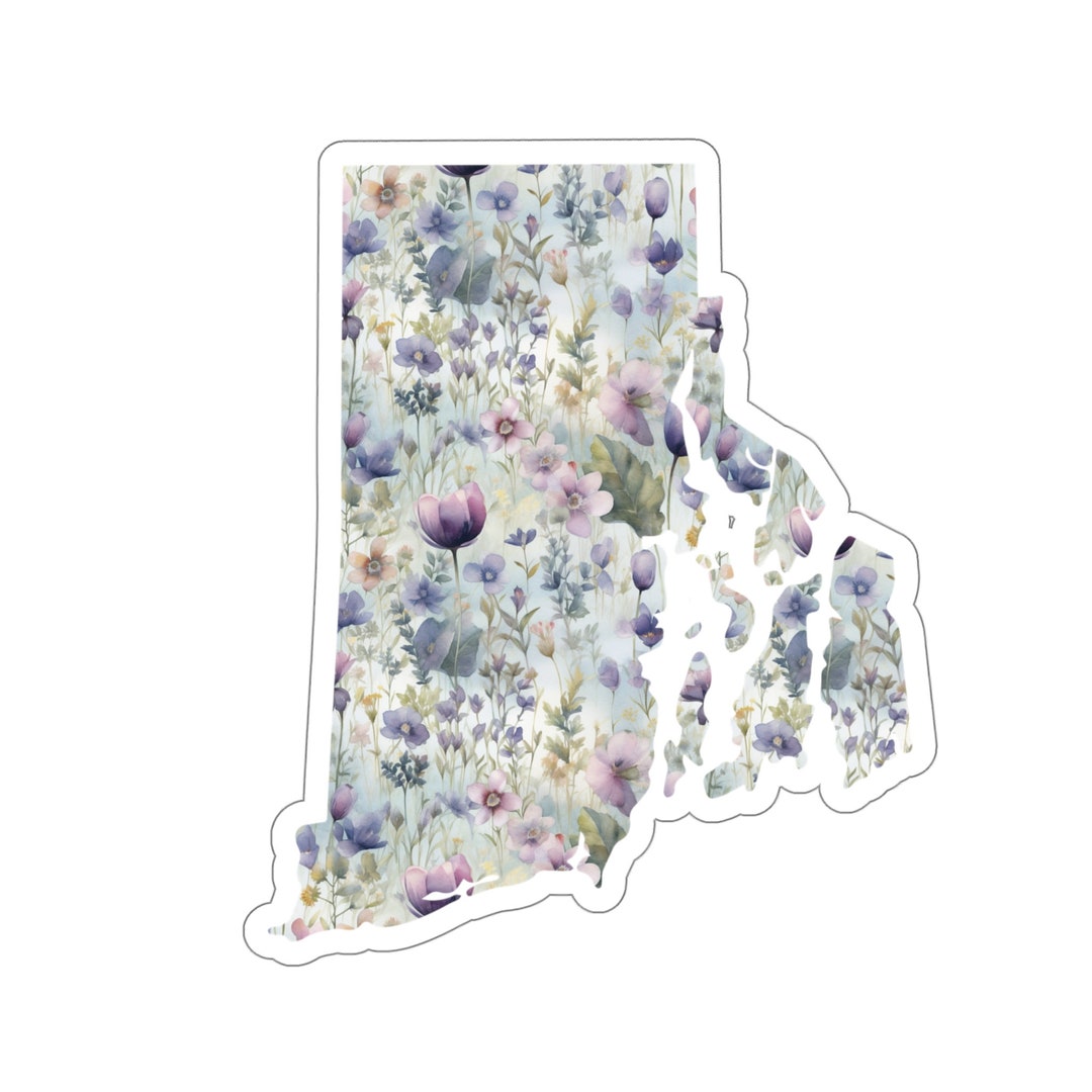 Rhode Island Featuring State Flower Common Blue Violet | Floral Sticker ...