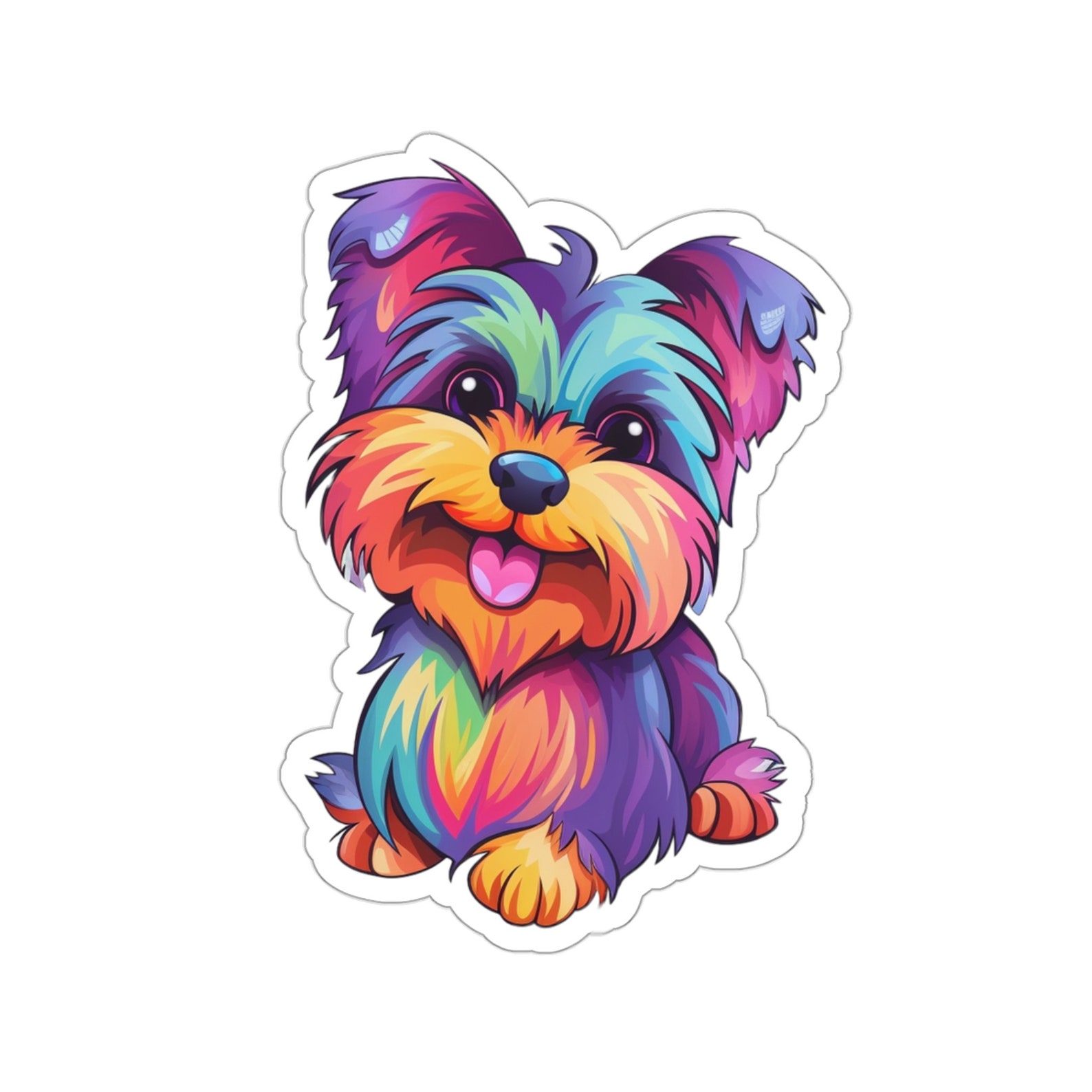 Neon Rainbow 90's Pups Yorkshire Terrier Puppy Vinyl Sticker ...