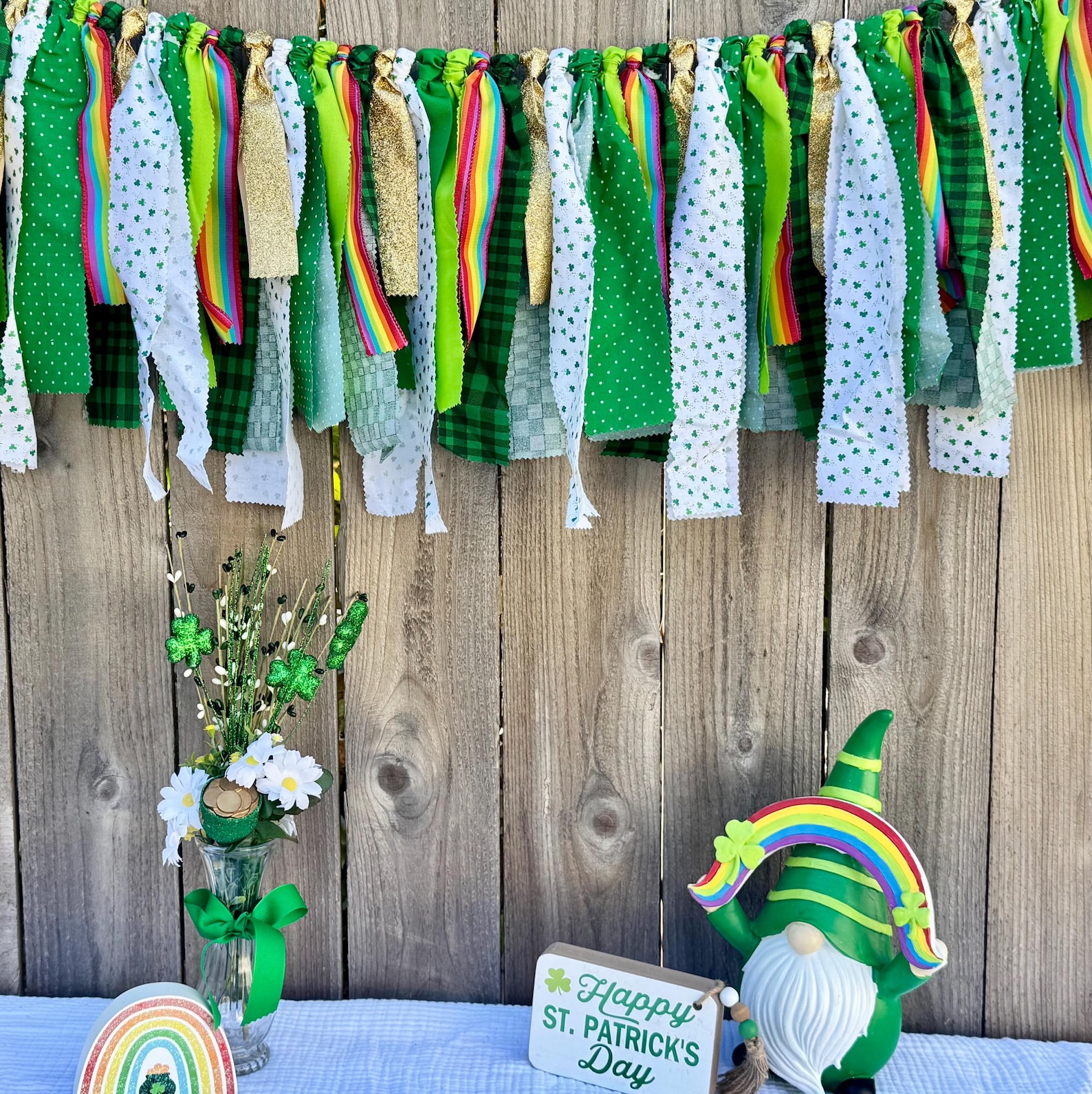 Pot of Gold St Patrick's Rag Garland| Lucky One First Birthday Decor - Etsy