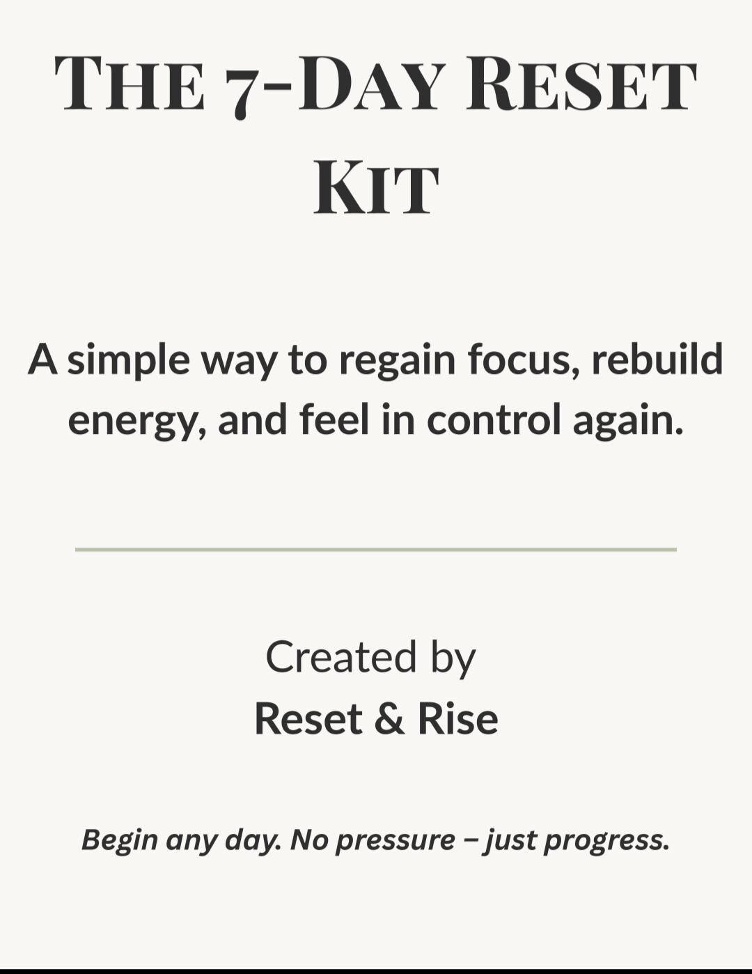 7-day Reset Kit | Digital Self-care Journal | Reset & Rise Printable ...