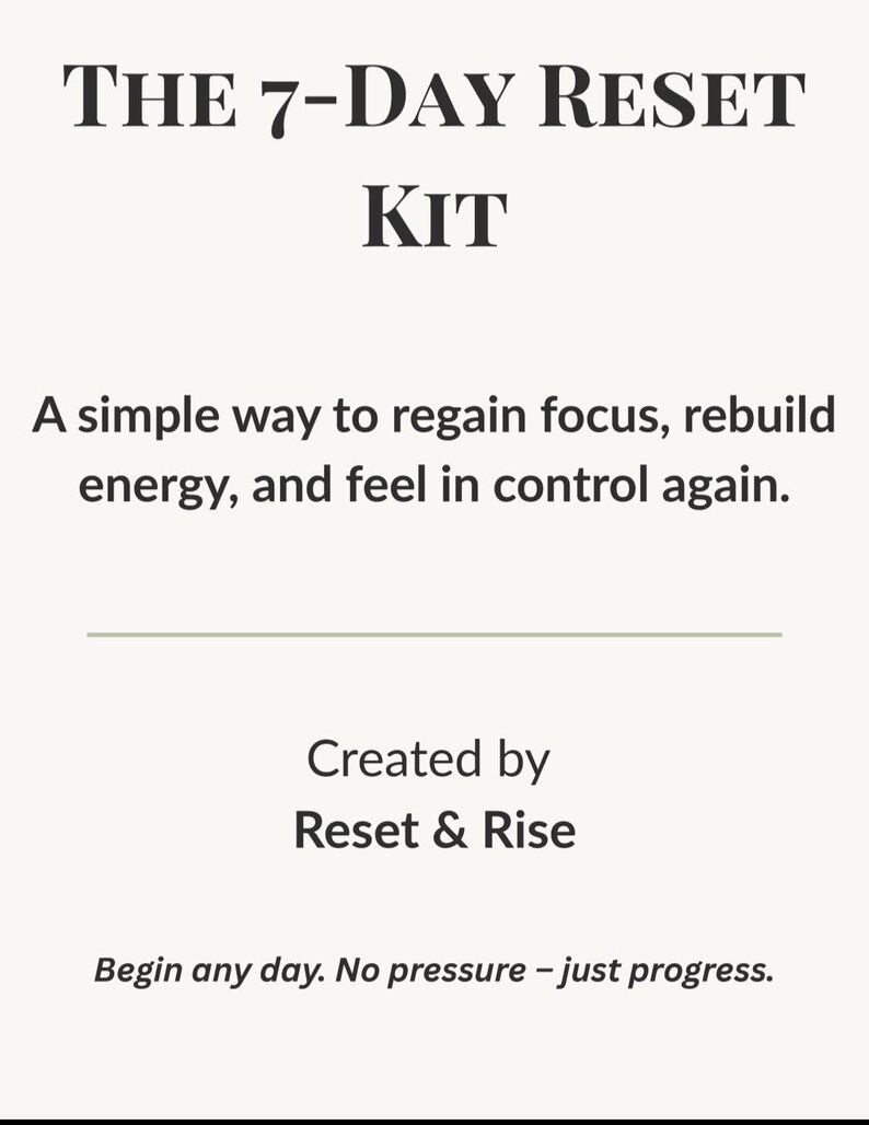 7-day Reset Kit | Digital Self-care Journal | Reset & Rise Printable ...