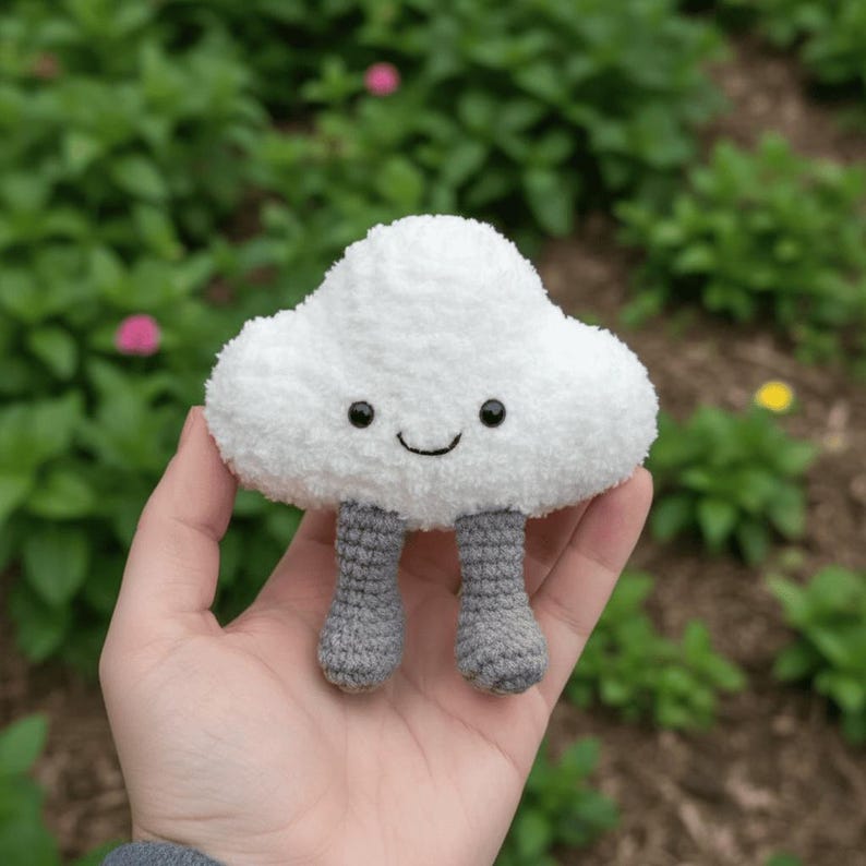 Cute Cloud Keychain Crochet Pattern PDF, Amigurumi Mini Plush Tutorial ...