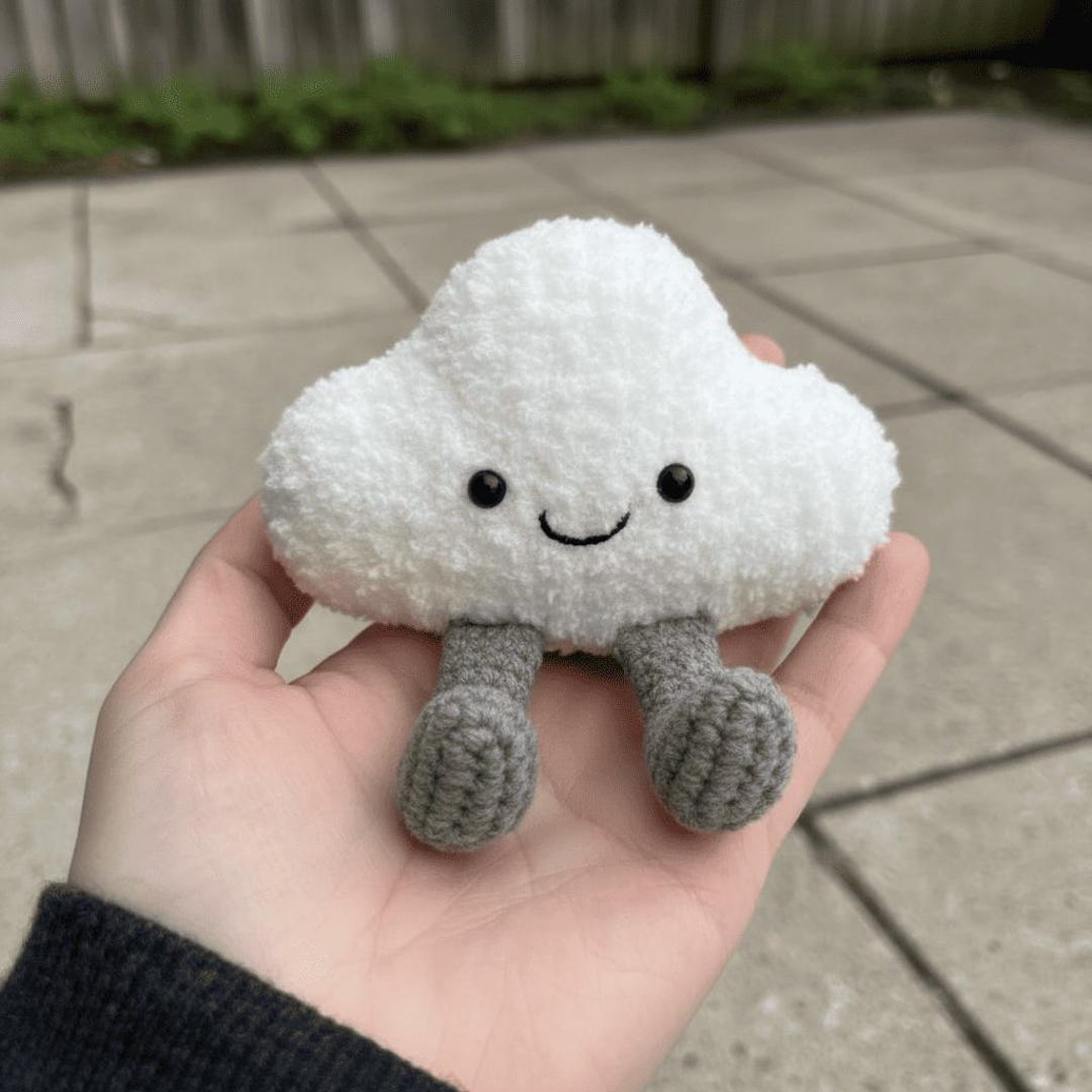 Cute Cloud Keychain Crochet Pattern PDF, Amigurumi Mini Plush Tutorial ...