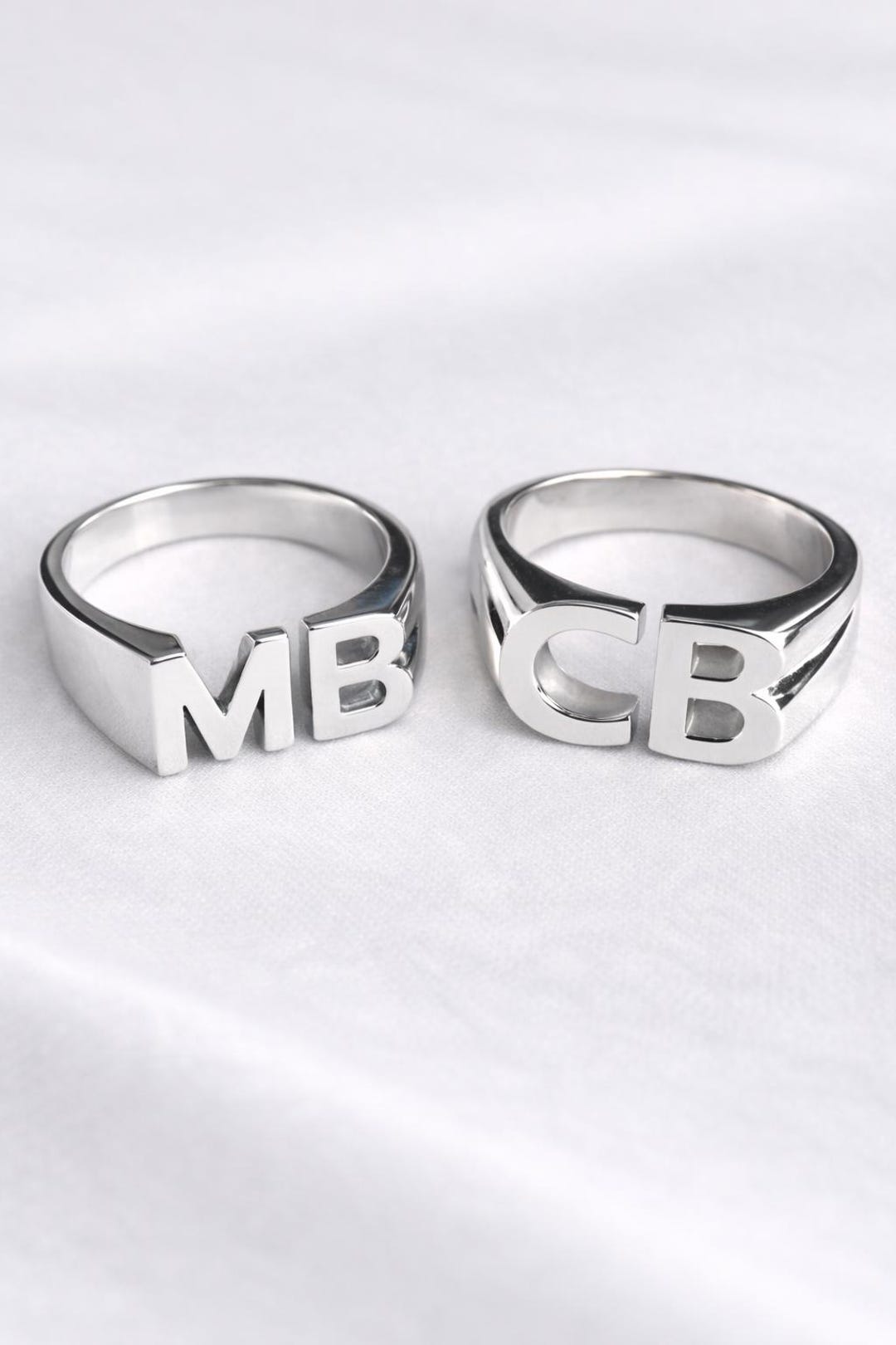Custom Initial Ring 925 Sterling Silver | Personalized Name Letter Ring ...