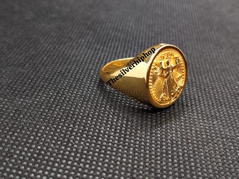 Handmade American Liberty Coin Ring: 14k Gold Plated Sterling Silver - Etsy