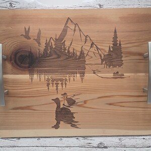 Mountain Scene Western Red Cedar Wooden Serving Tray With Handles - Etsy