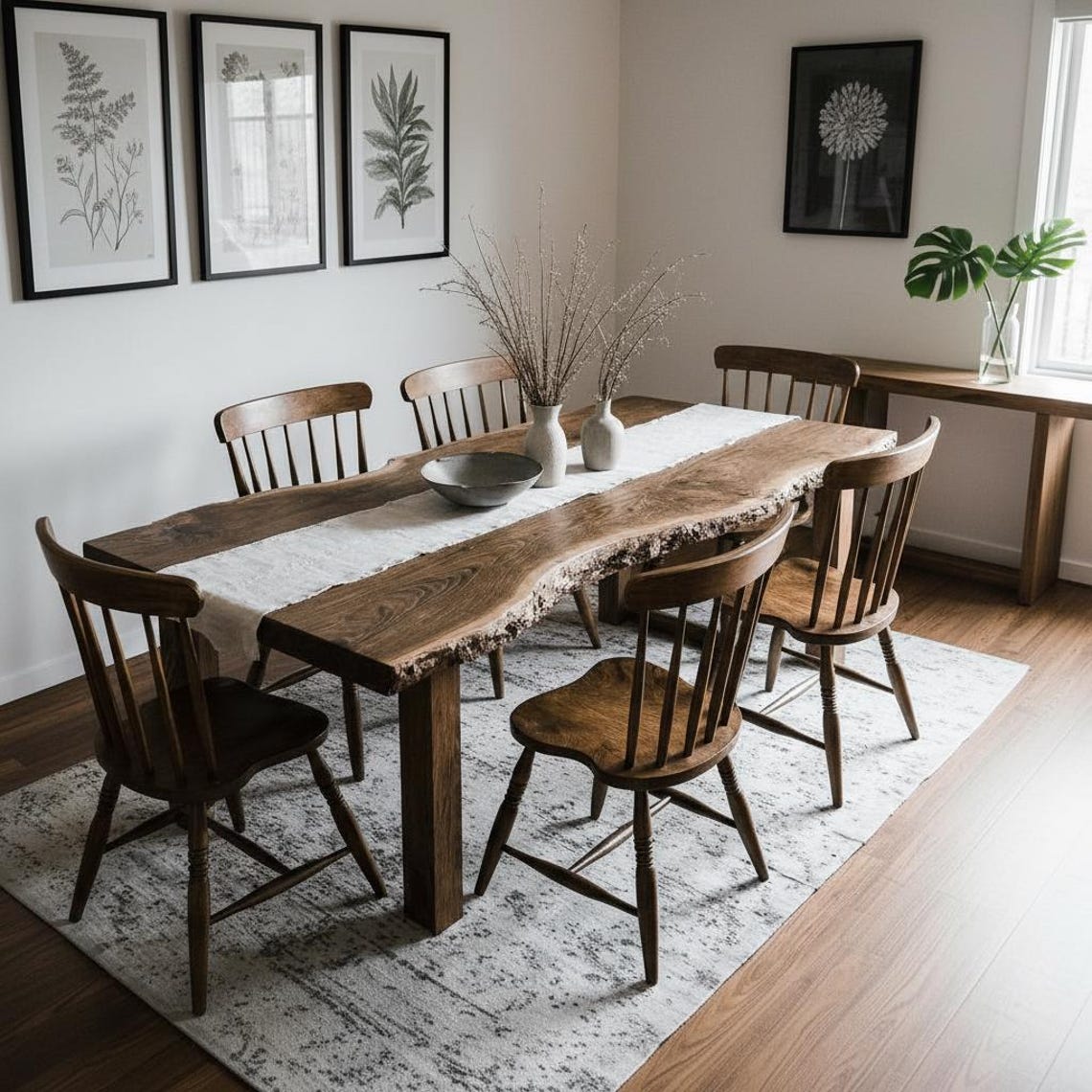 Handmade Live Edge Wood Dining Table – Rustic Farmhouse Kitchen - Etsy