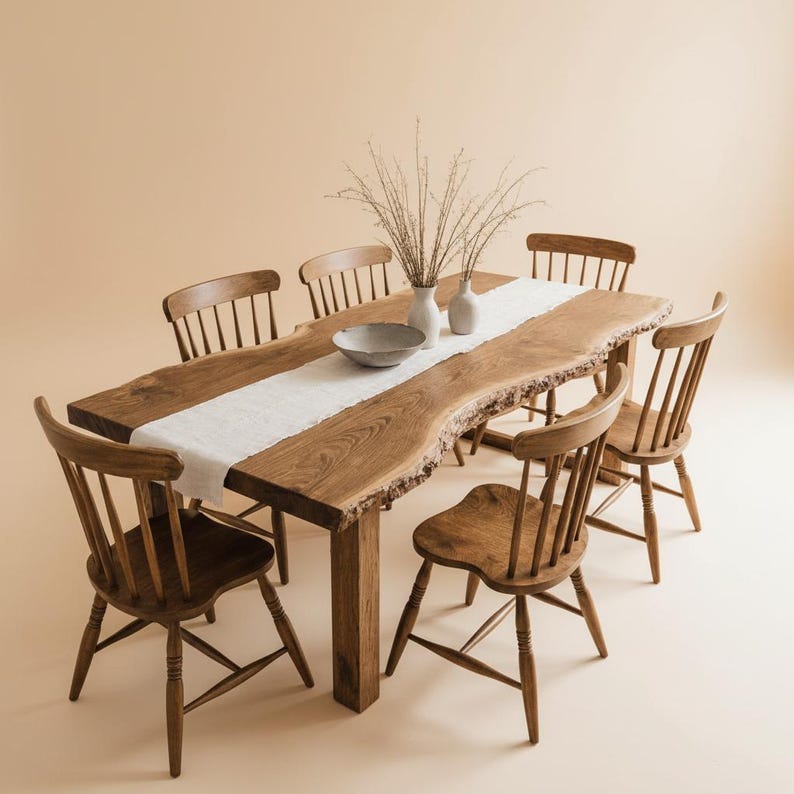 Handmade Live Edge Wood Dining Table – Rustic Farmhouse Kitchen - Etsy