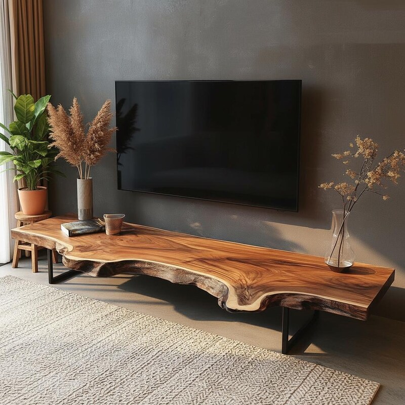 Wood Slab Tv Console - Etsy UK