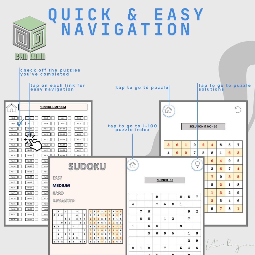 100 Advanced Sudoku Puzzles Pdf–digital Download With Hyperlinks ...