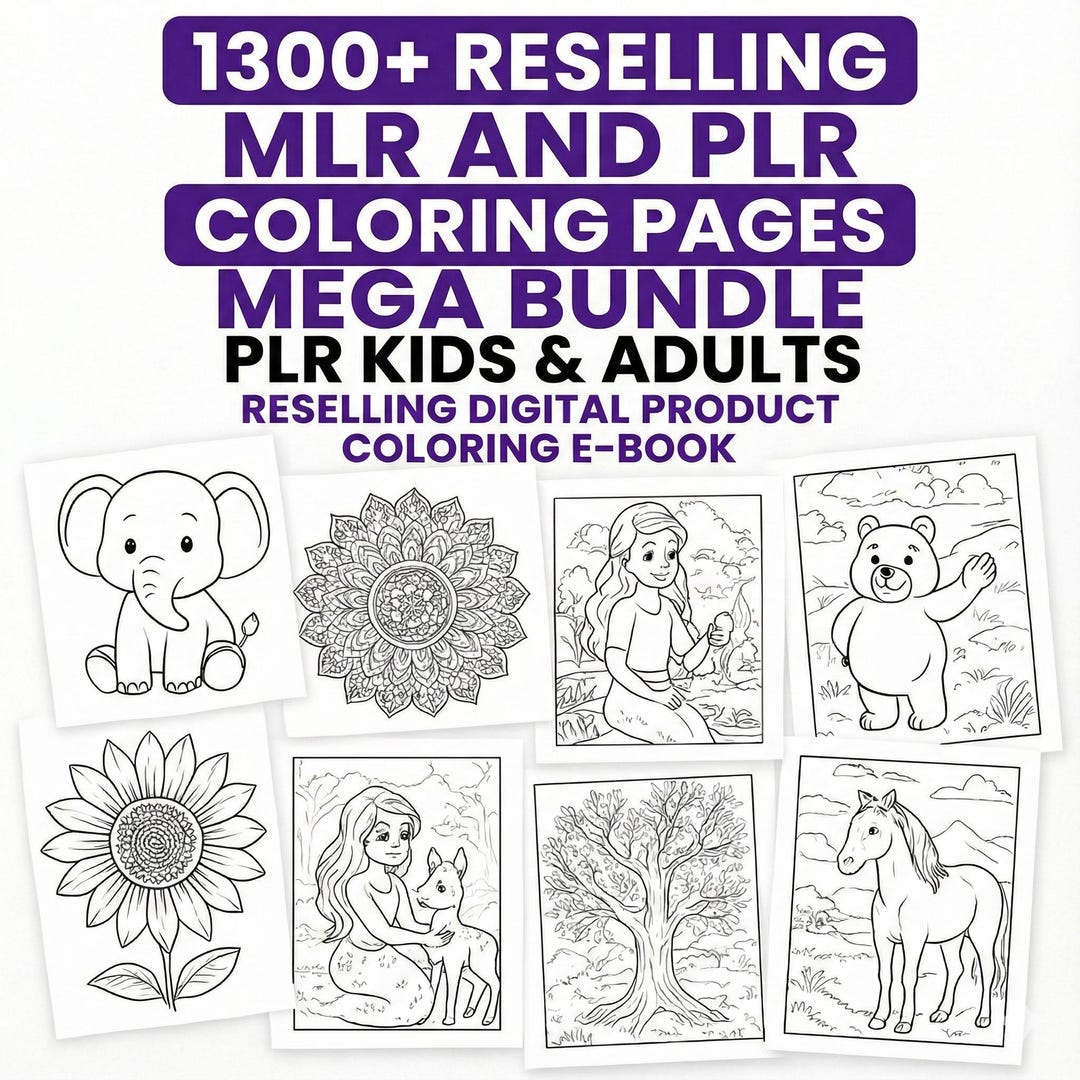 1300+ PLR and MLR Coloring Pages Mega Bundle | Kids & Adults Printable ...