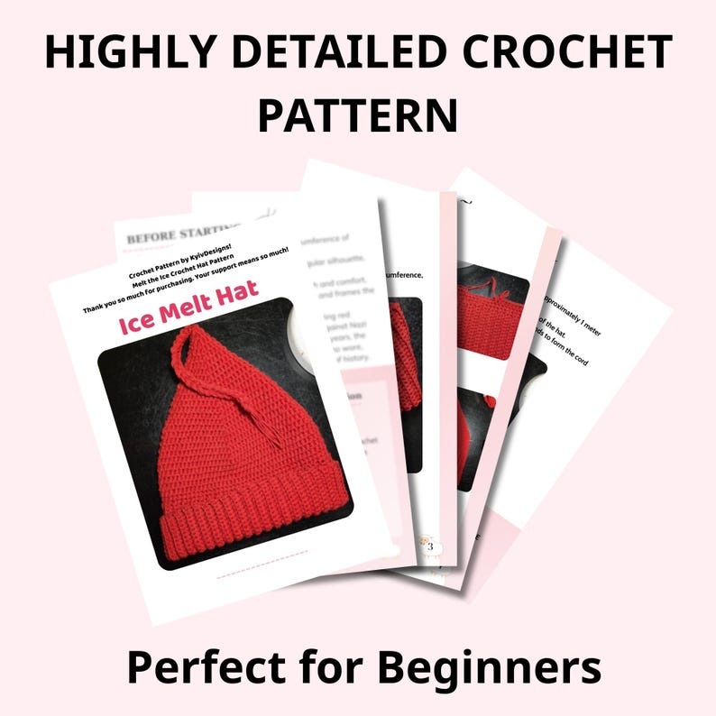 Melt the ICE Crochet Hat Pattern PDF, Y2K Beanie, Red Resistance Hat ...