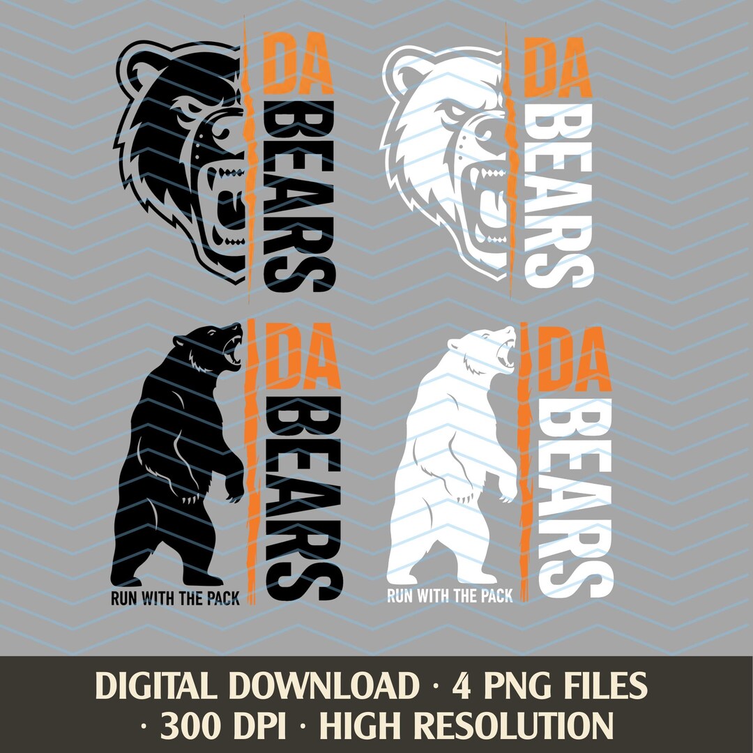 Da and Bear PNG, Chicago Bear Split Face Graphic, Windy City Sports Fan ...