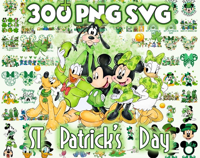 Mickey and Friends St. Patrick's Day PNG SVG Bundle (300+ Designs ...