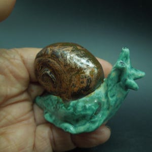 Tiny Clay Snail: Copper Shell, Stoneware Plant Companion - Etsy